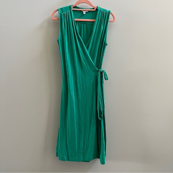 LK Bennett | Dresses | Lk Bennett Green Gigi Sleeveless Wrap Dress ...